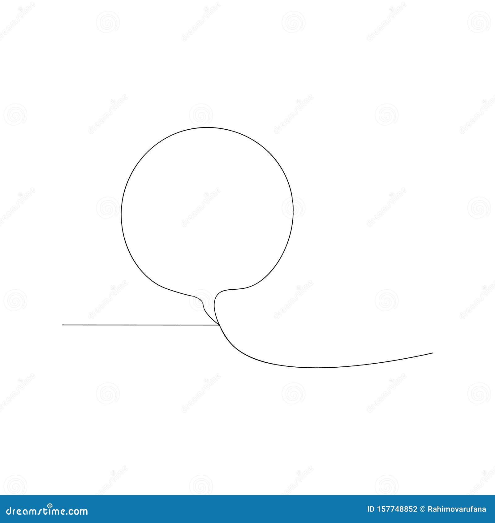 Continuous Line Drawing of Round Speech Bubble. Isolated Sketch Drawing ...