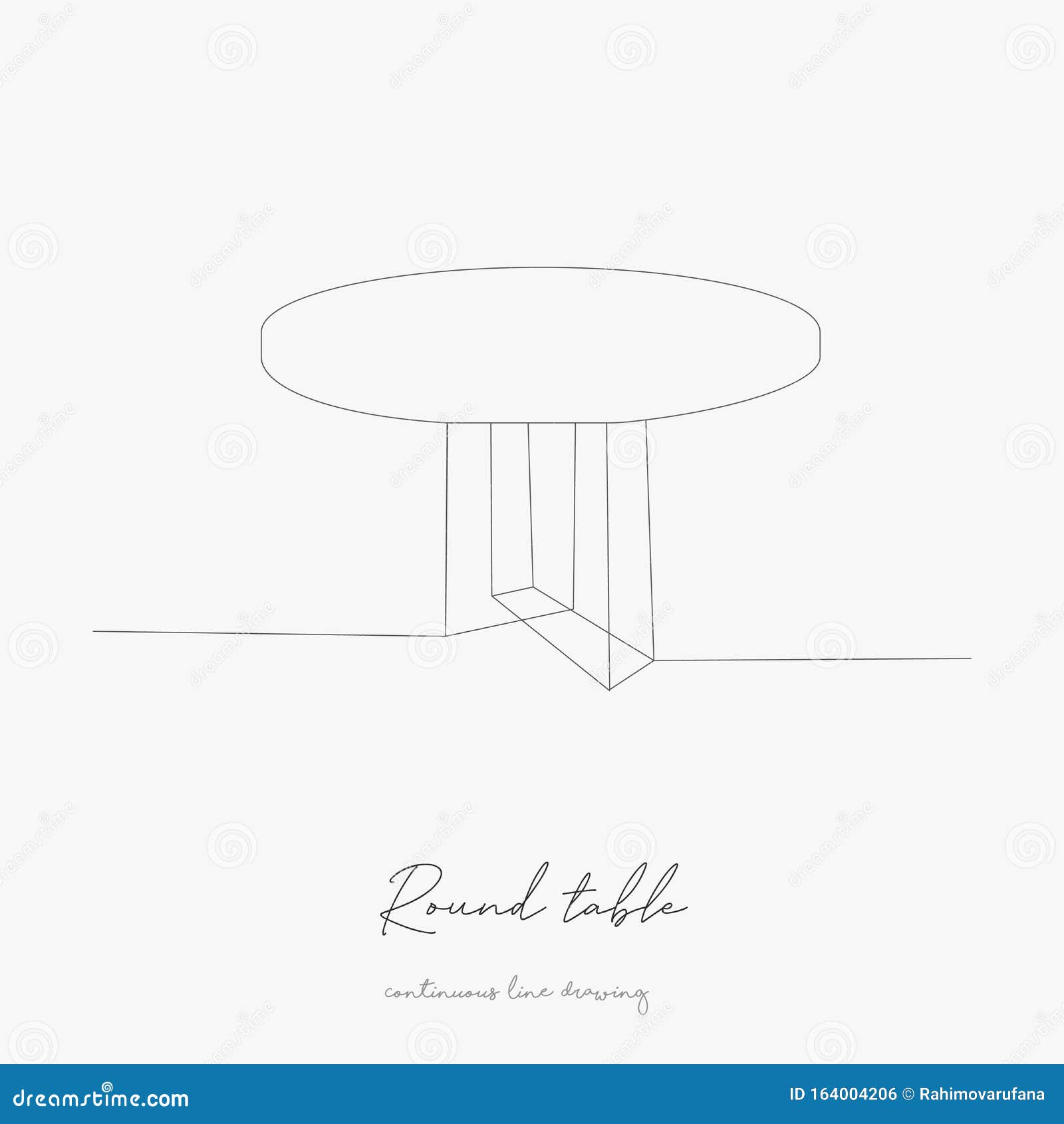 Continuous Line Drawing. Round Table. Simple Vector Illustration. Round ...