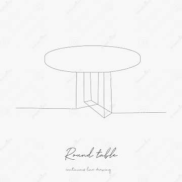 Continuous Line Drawing. Round Table. Simple Vector Illustration. Round ...