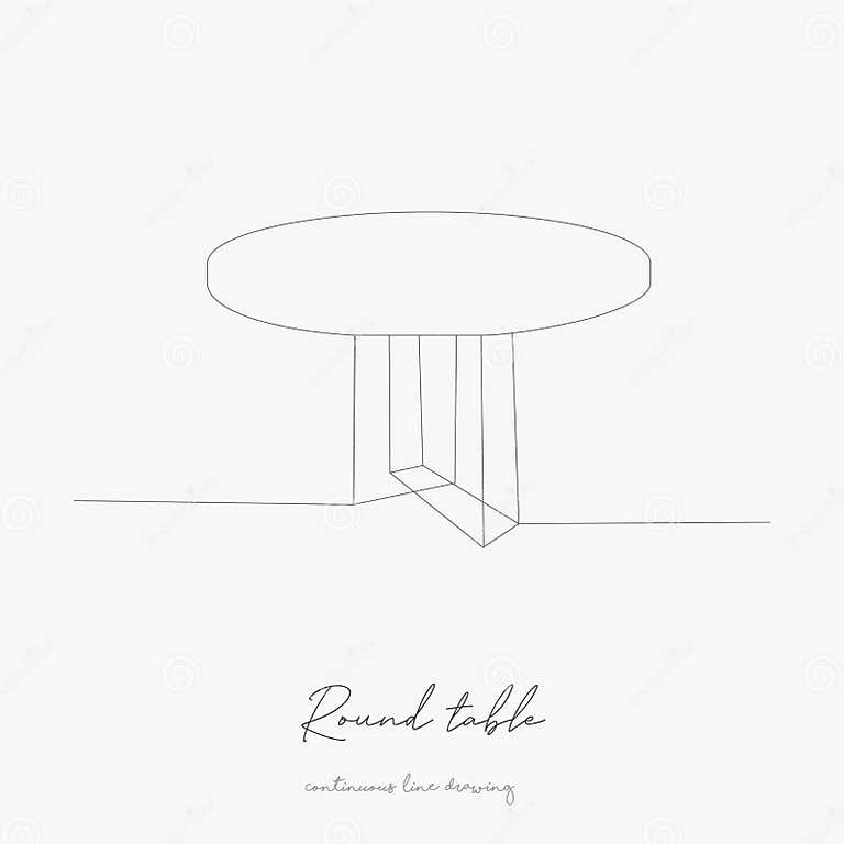 Continuous Line Drawing. Round Table. Simple Vector Illustration. Round ...