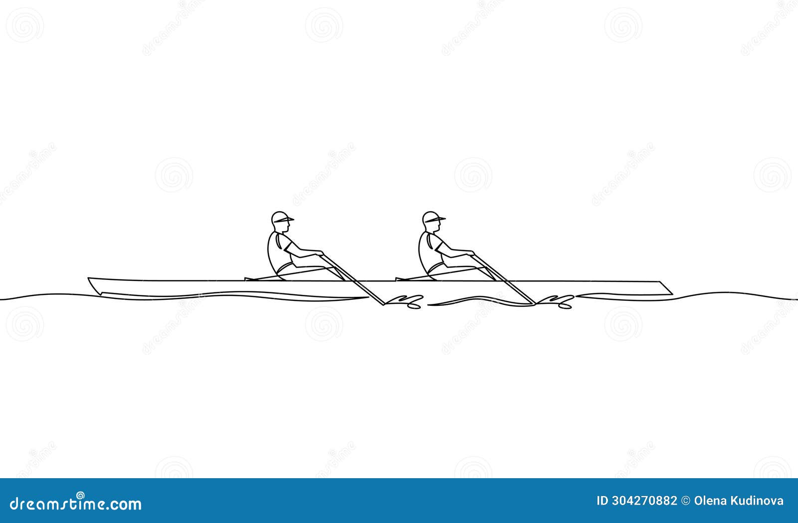Continuous Line Drawing. Rowing. Water Sport Stock Illustration ...