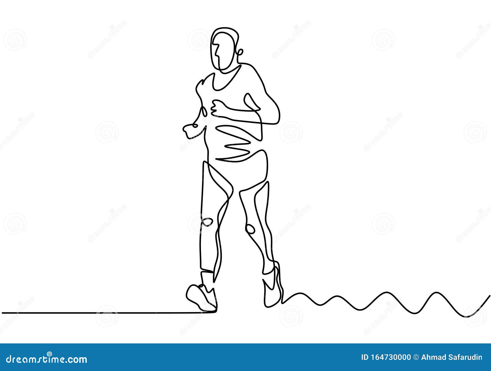Continuous Line Drawing of Runner Man. People Run when Doing Action ...