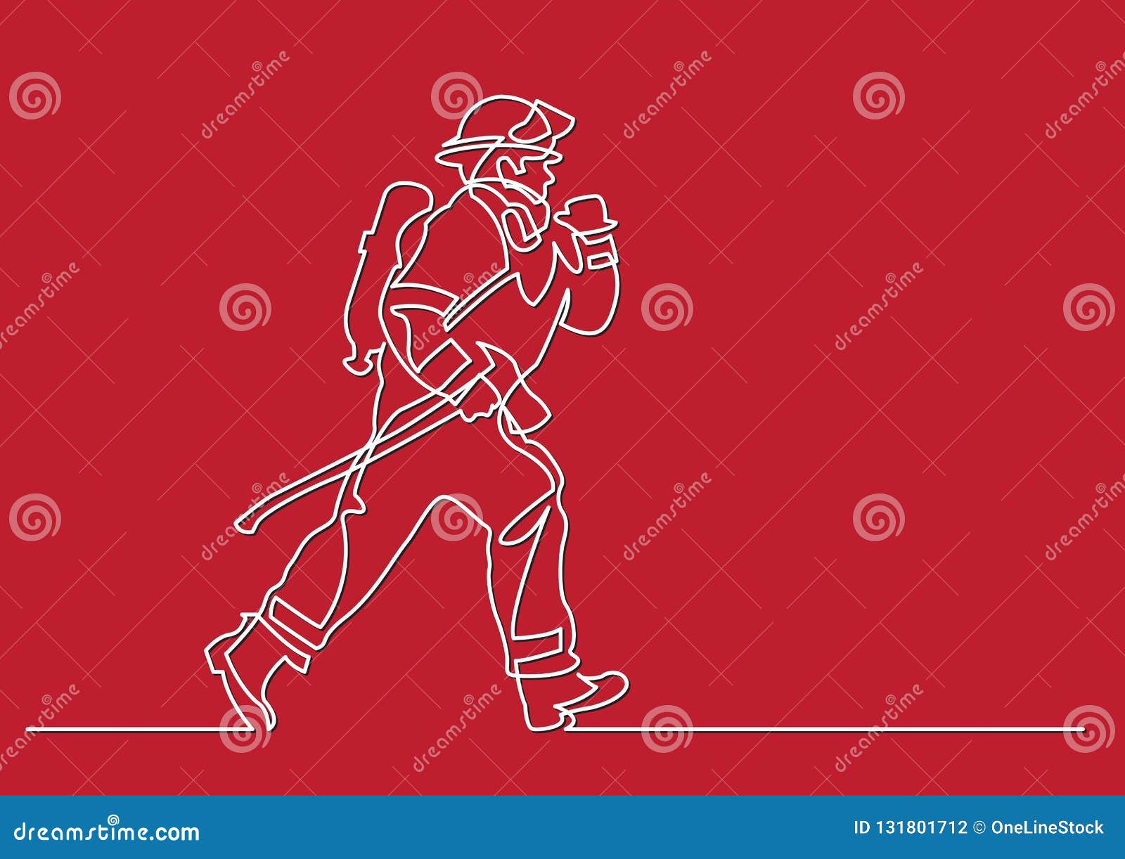 Continuous Line Drawing of - Running Firefighter Stock Illustration ...