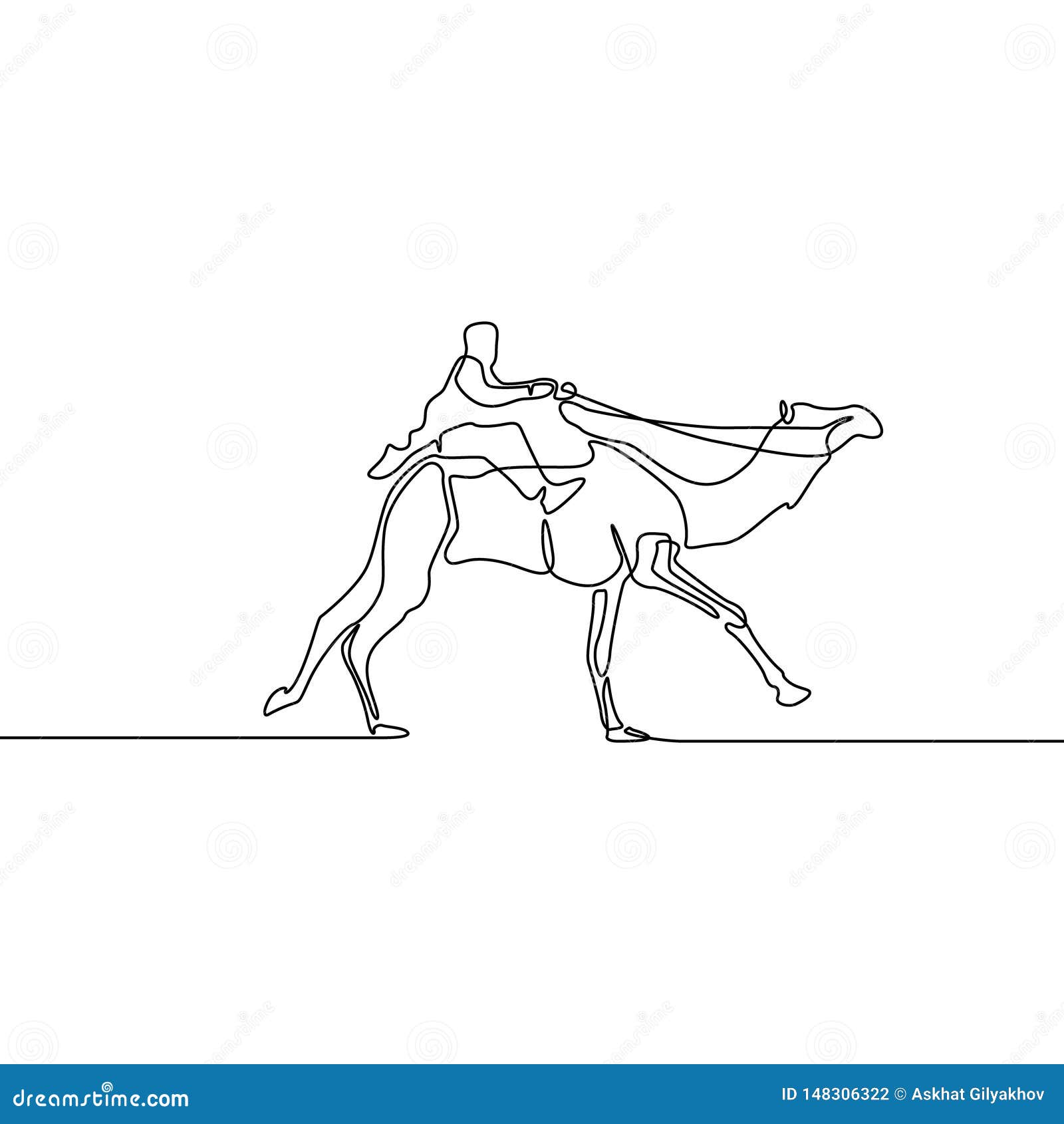 Continuous Line Drawing Running Rider Camel. Vector Illustration. Stock ...