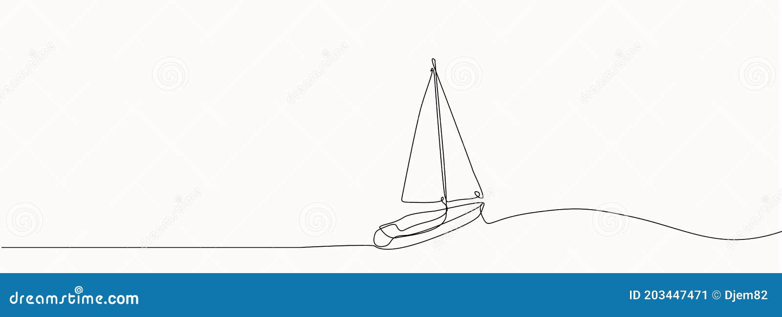 Continuous Line Drawing of Sailing Boat Stock Vector - Illustration of ...