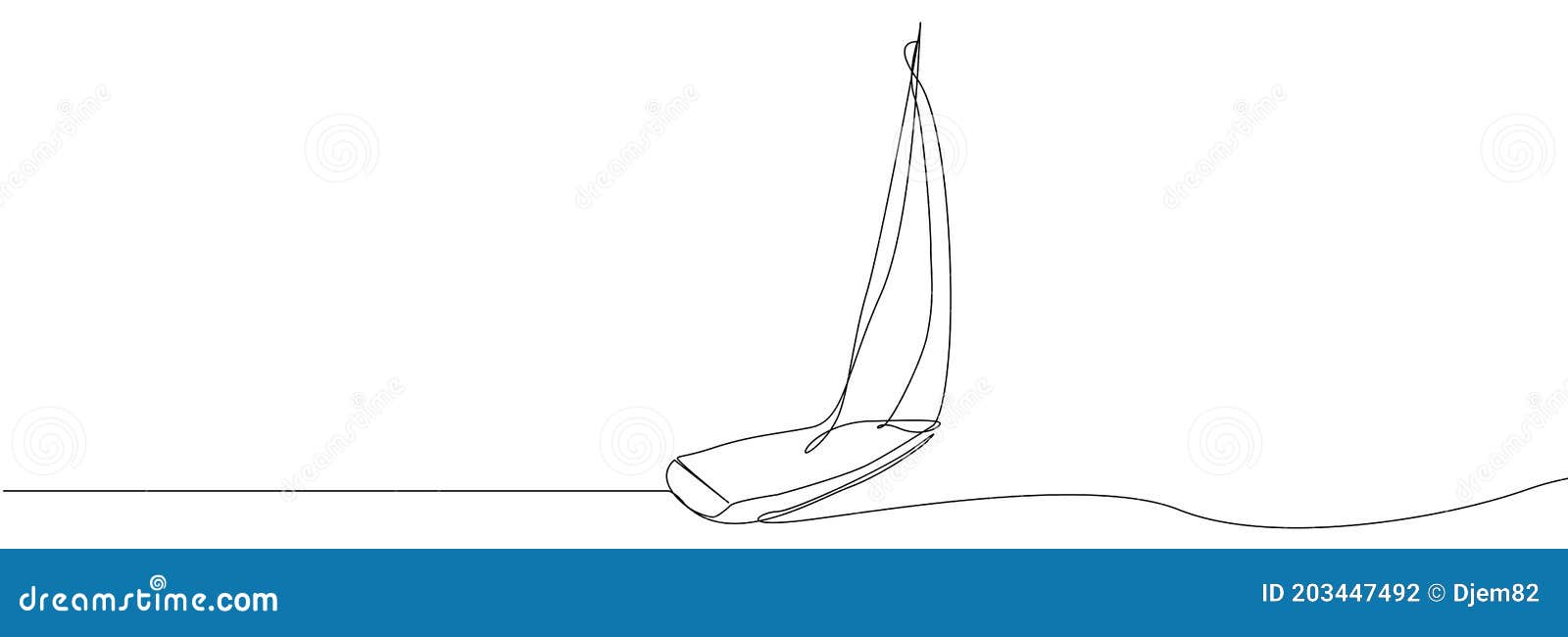 Continuous Line Drawing of Sailing Boat Stock Vector - Illustration of ...