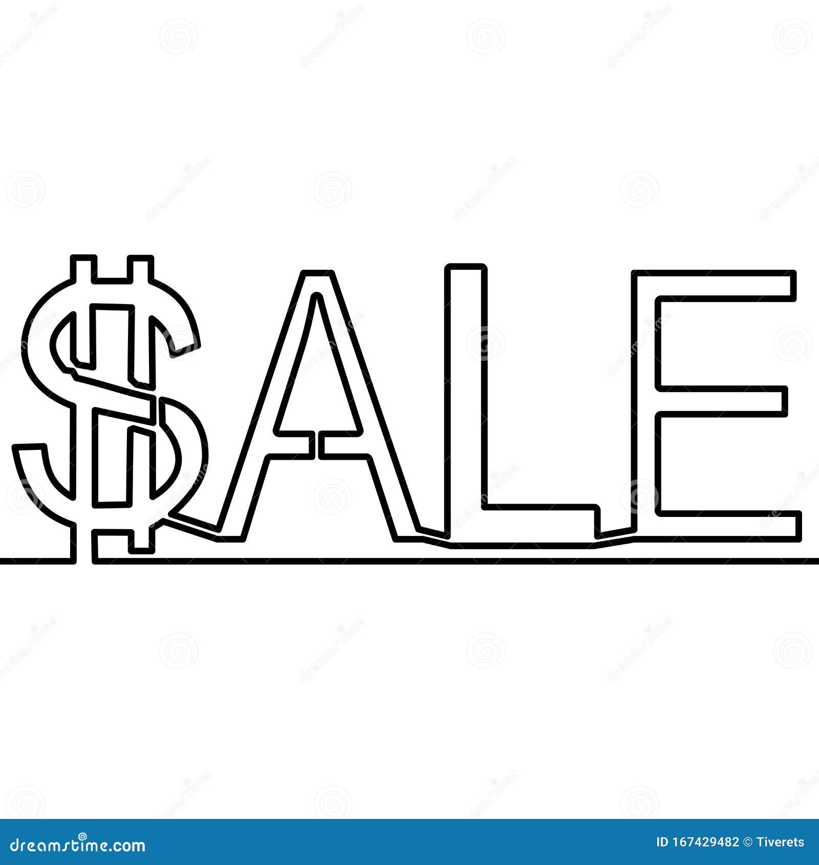 Continuous Line Drawing Sale Emblem Icon Concept Stock Vector ...