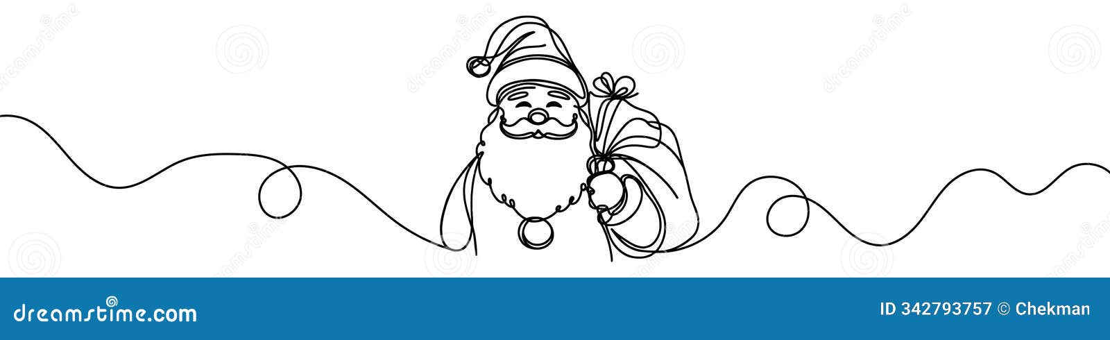 Continuous Line Drawing Santa Claus. Christmas Illustration Stock ...