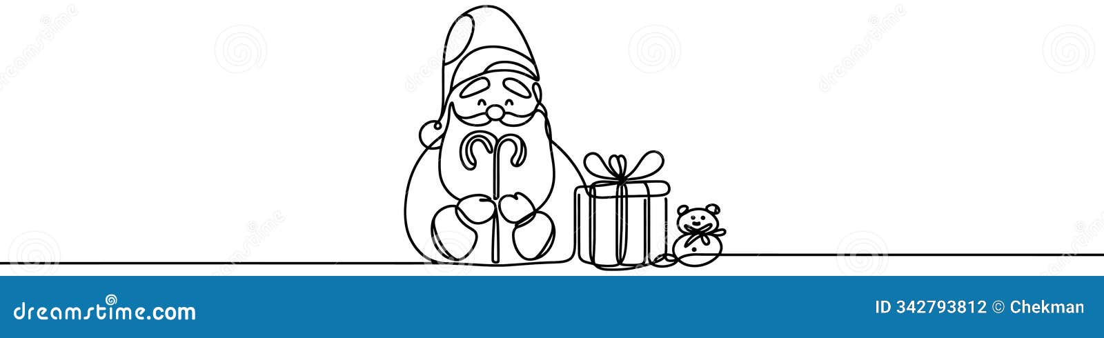 Continuous Line Drawing Santa Claus. Christmas Illustration Stock ...
