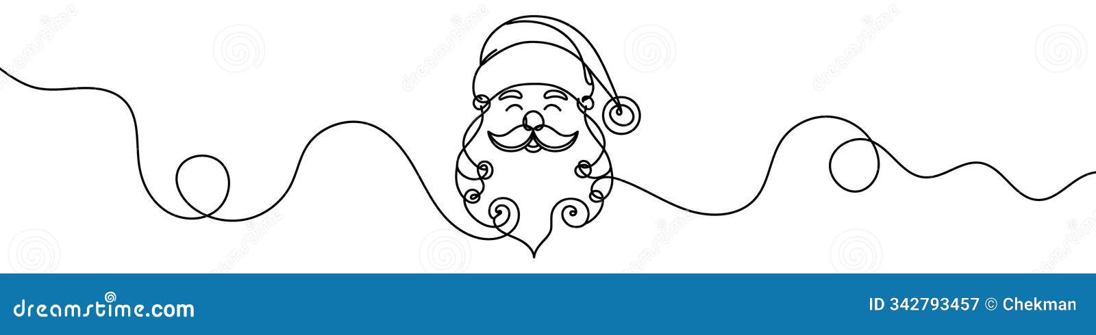 Continuous Line Drawing Santa Claus Face. Christmas Illustration ...