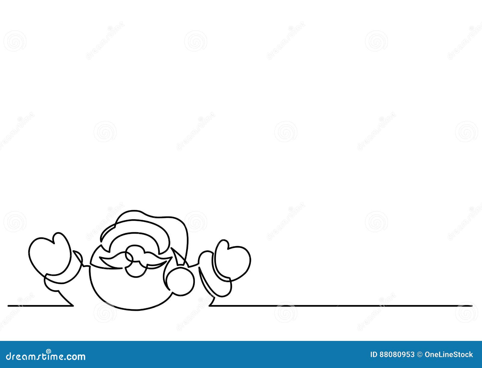 Continuous Line Drawing of Santa Claus Stock Vector - Illustration of ...