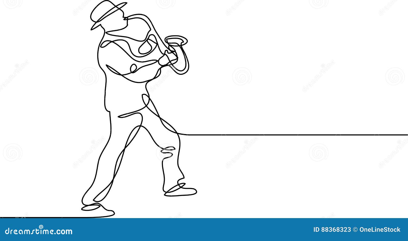 Continuous Line Drawing of Saxophone Player Stock Vector - Illustration ...
