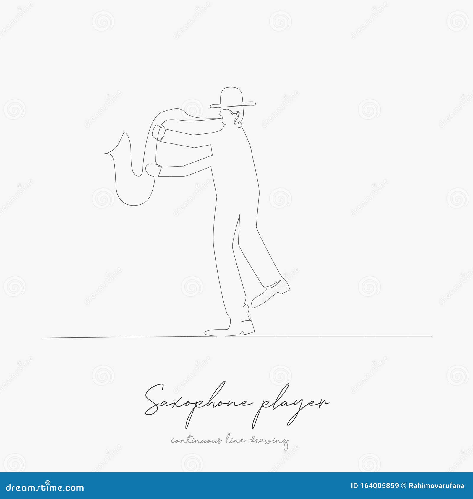 Continuous Line Drawing. Saxophone Player. Simple Vector Illustration ...