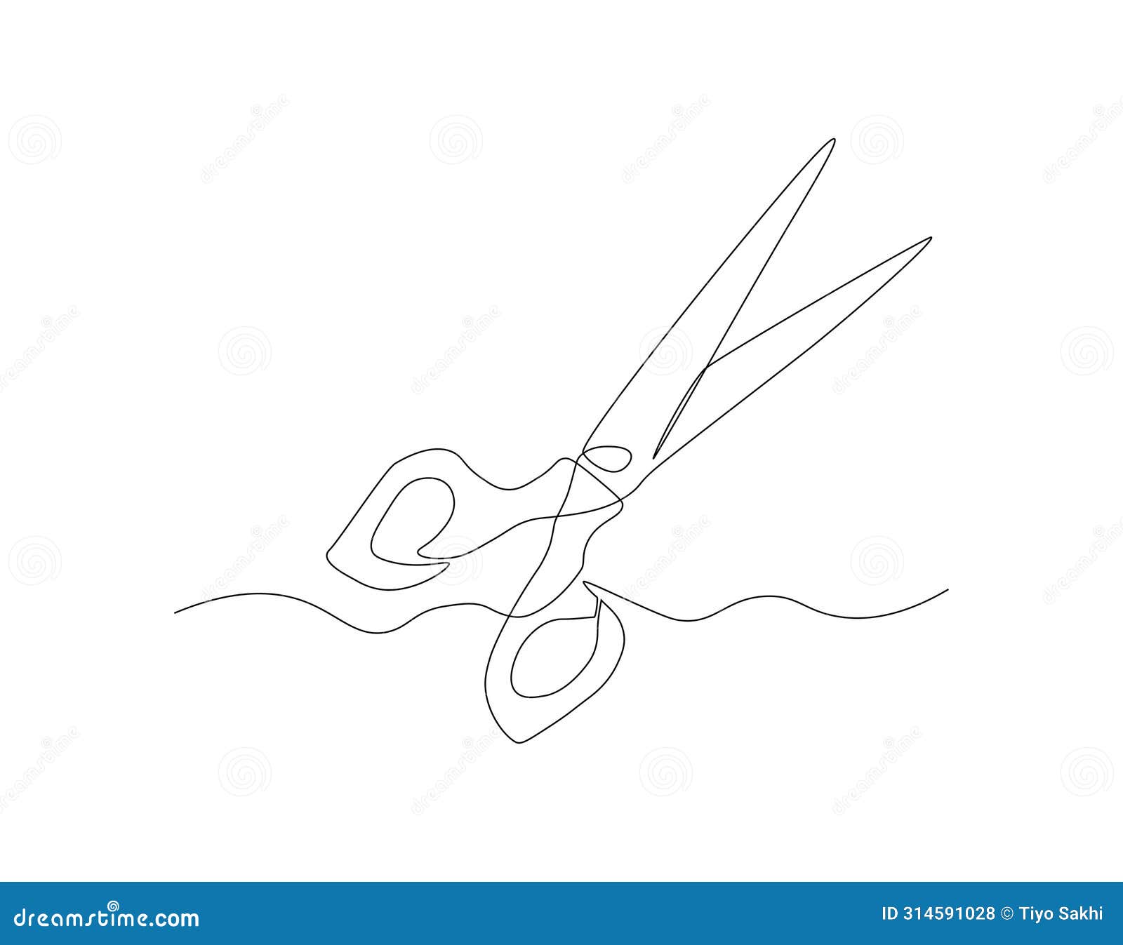 Continuous Line Drawing of Scissors. One Line of Scissors for Cutting ...