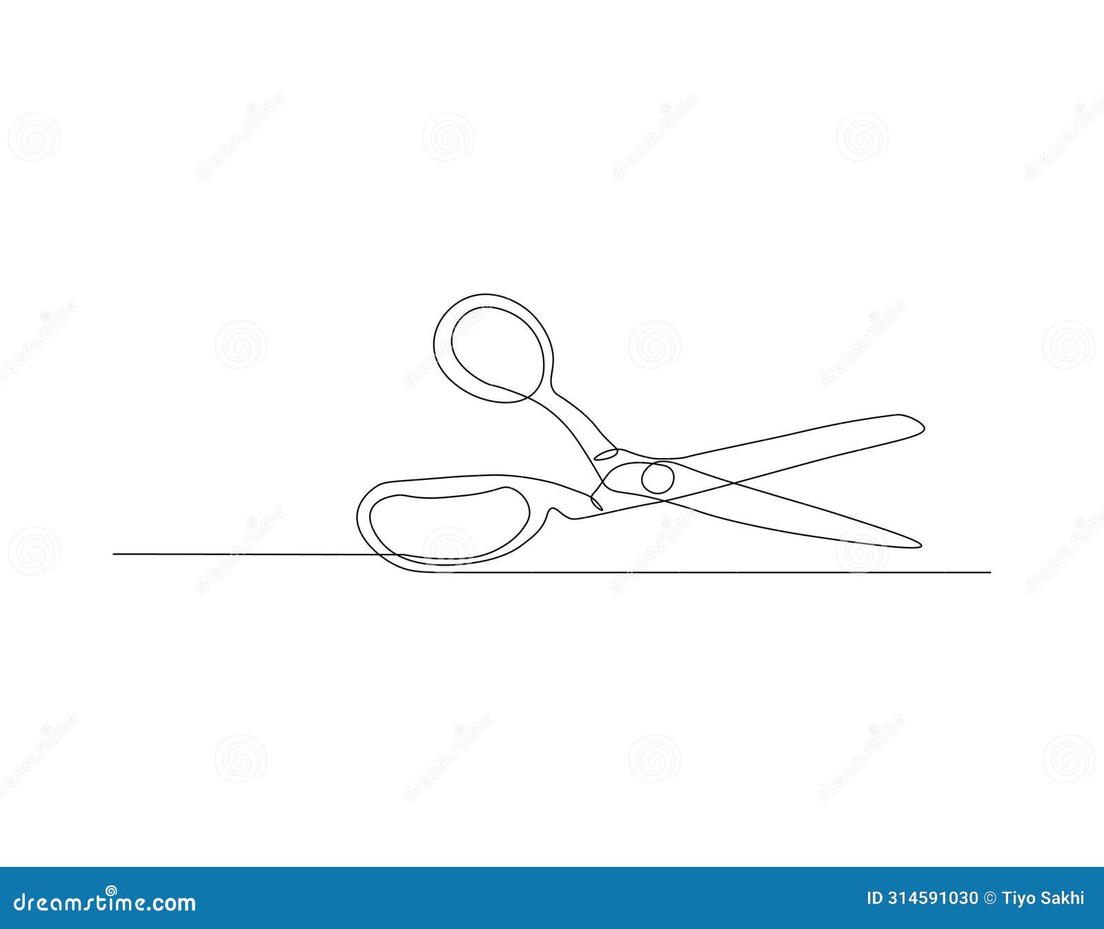 Continuous Line Drawing of Scissors. One Line of Scissors for Cutting ...