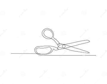Continuous Line Drawing of Scissors. One Line of Scissors for Cutting ...