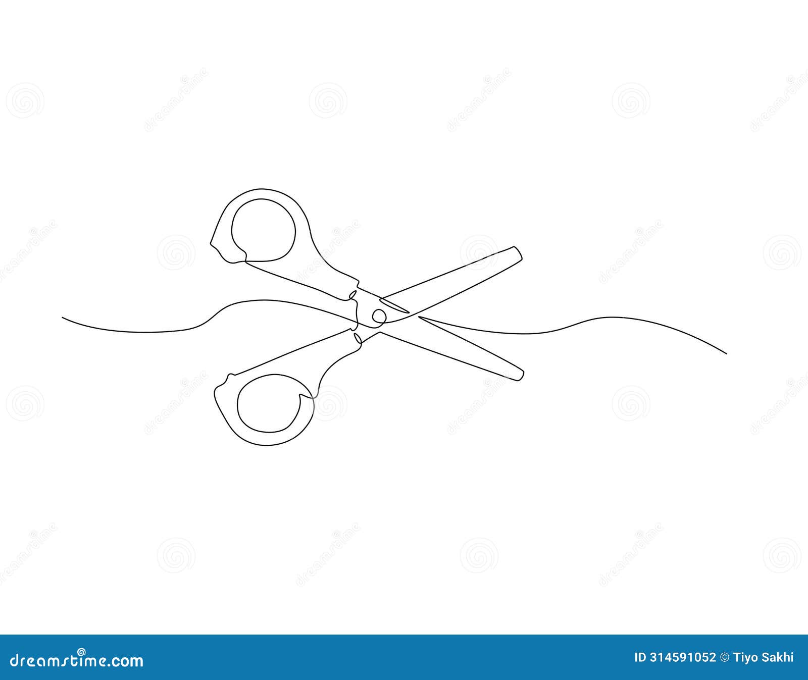 Continuous Line Drawing of Scissors. One Line of Scissors for Cutting ...