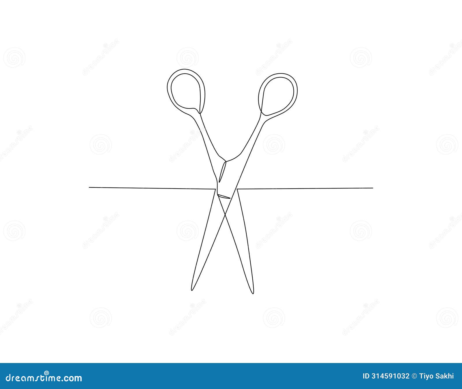 Continuous Line Drawing of Scissors. One Line of Scissors for Cutting ...