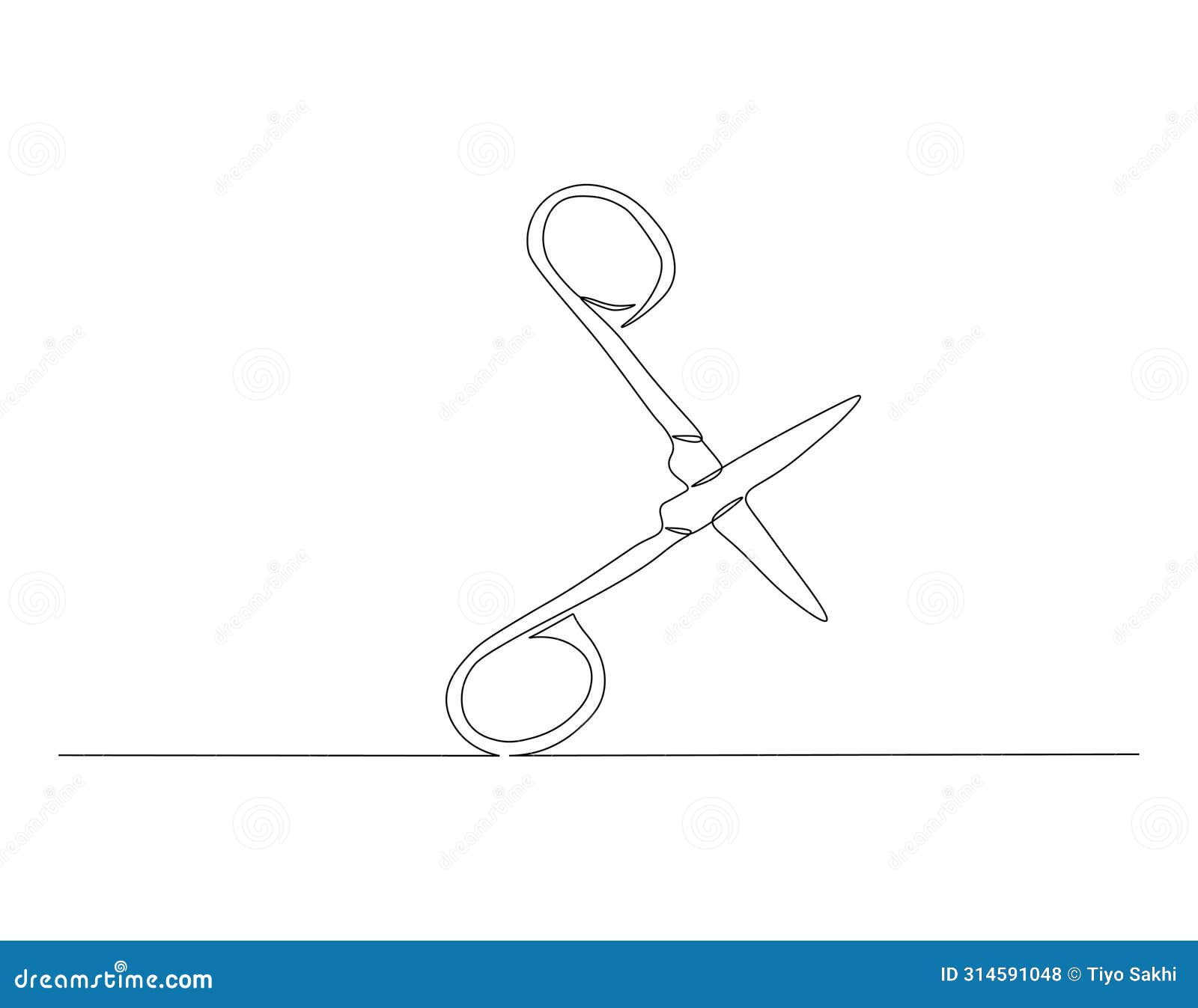 Continuous Line Drawing of Scissors. One Line of Scissors for Cutting ...