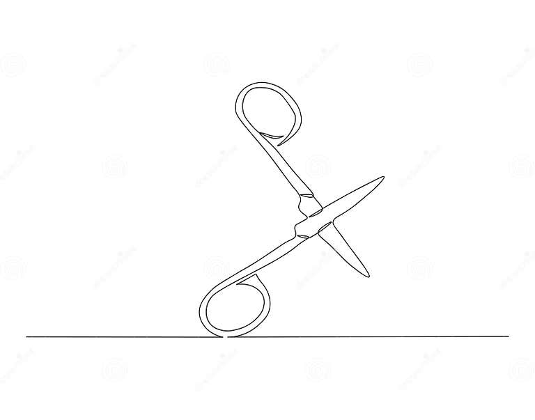 Continuous Line Drawing of Scissors. One Line of Scissors for Cutting ...