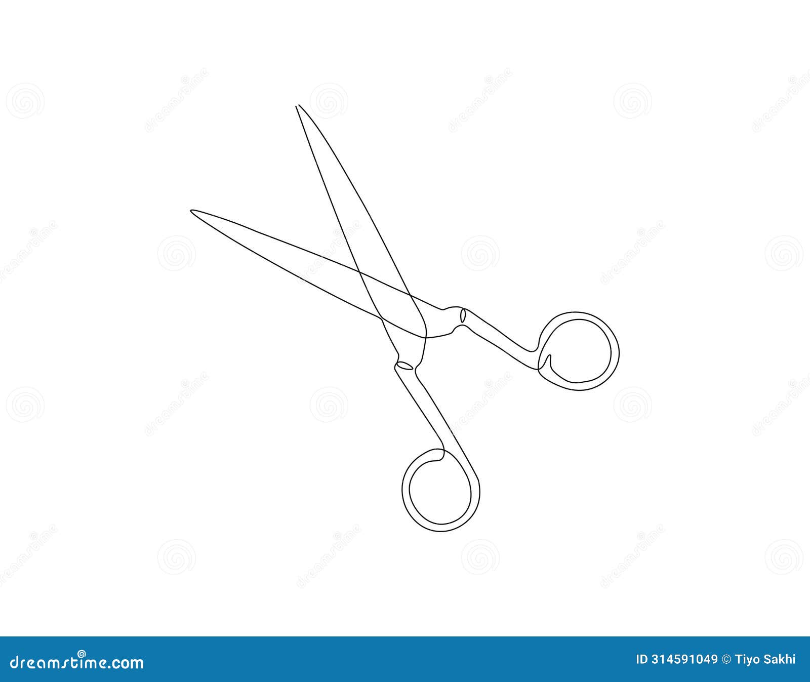 Continuous Line Drawing of Scissors. One Line of Scissors for Cutting ...