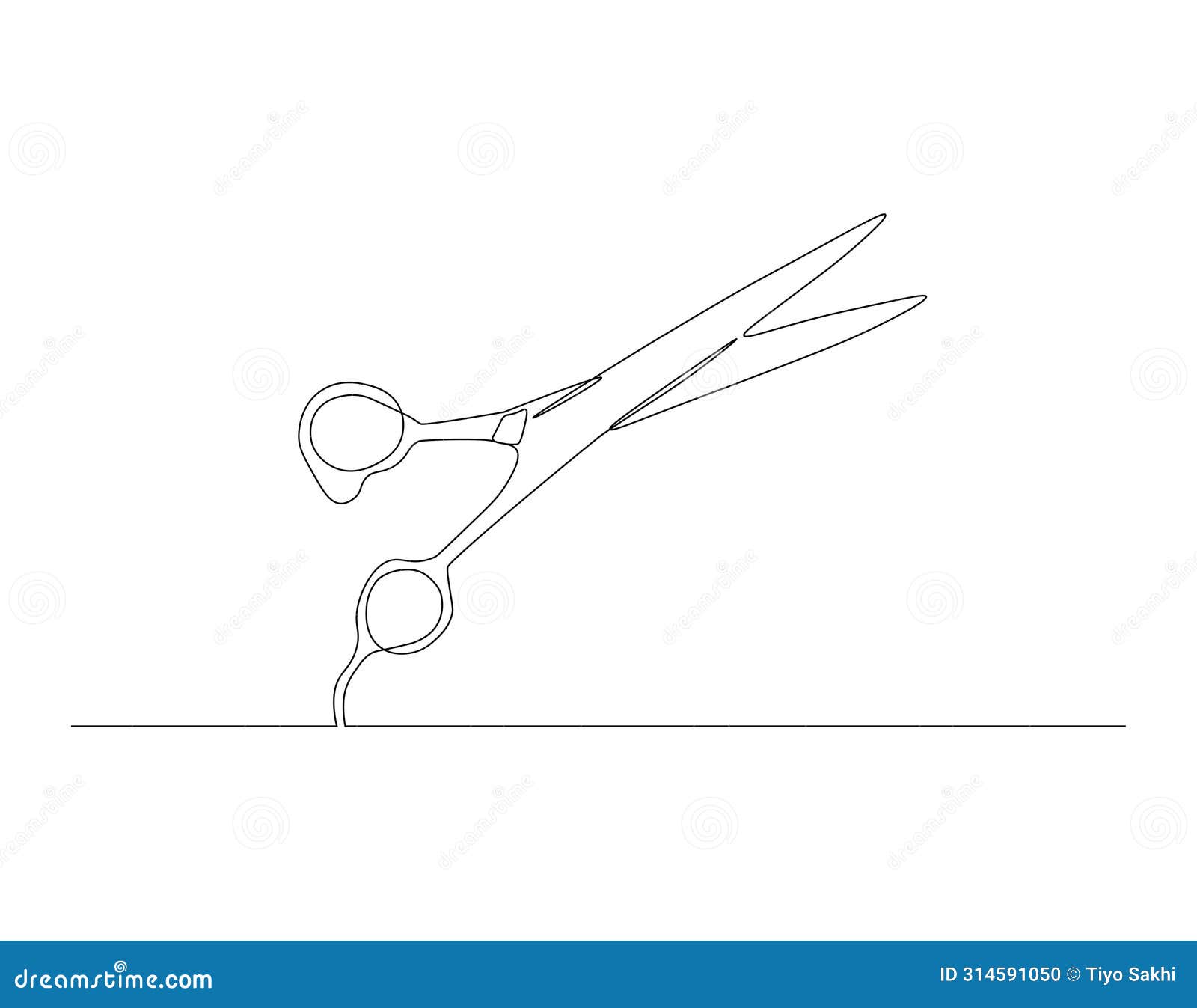 Continuous Line Drawing of Scissors. One Line of Scissors for Cutting ...