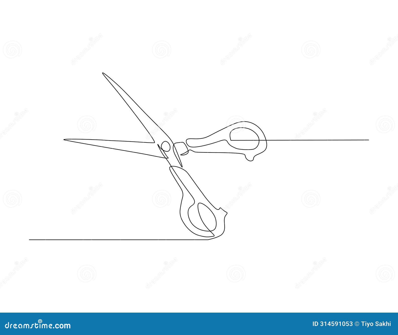 Continuous Line Drawing of Scissors. One Line of Scissors for Cutting ...