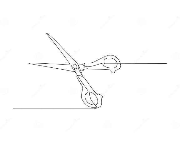 Continuous Line Drawing of Scissors. One Line of Scissors for Cutting ...