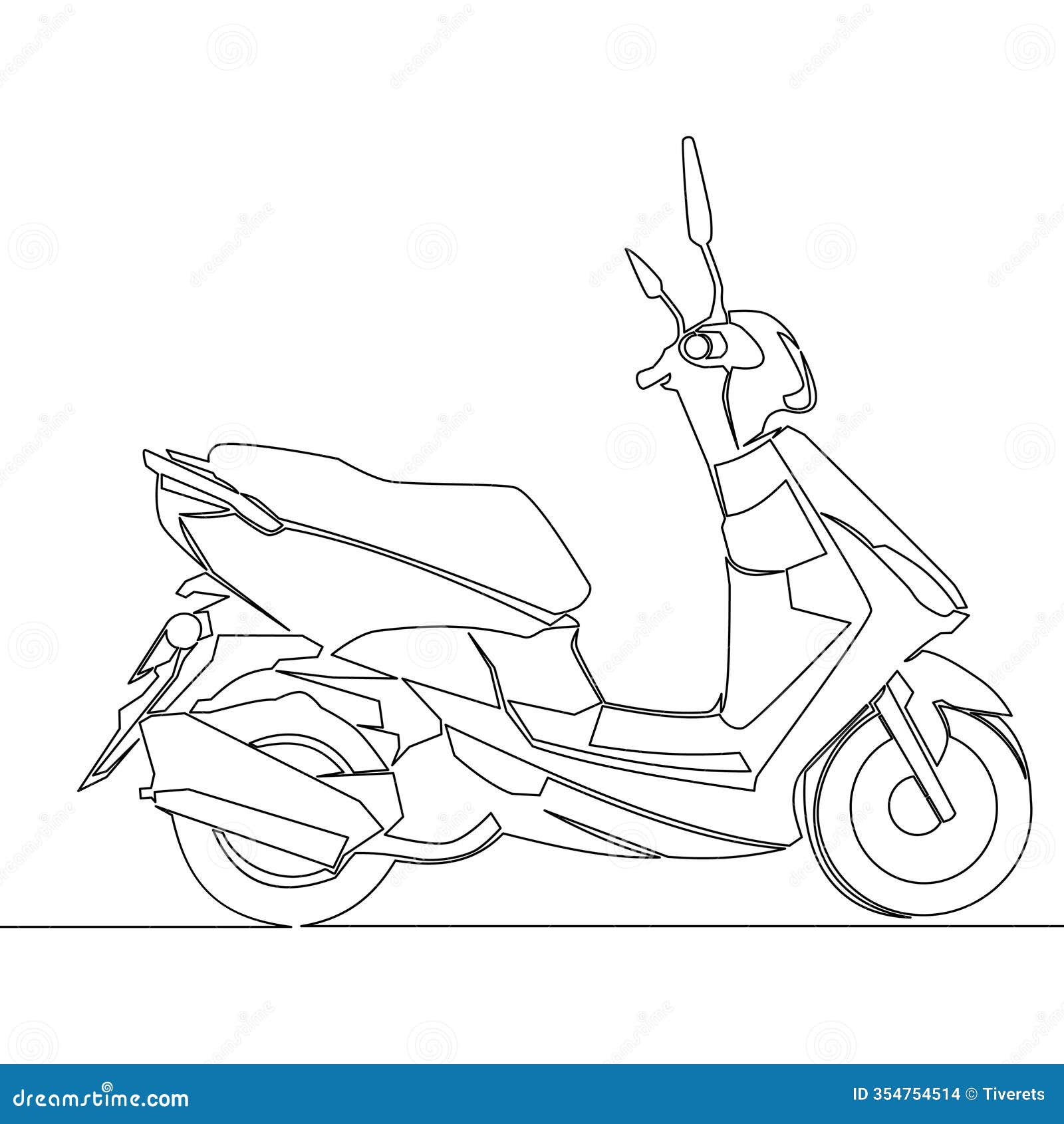 Continuous Line Drawing Scooter Motorcycle Icon Vector Illustration ...