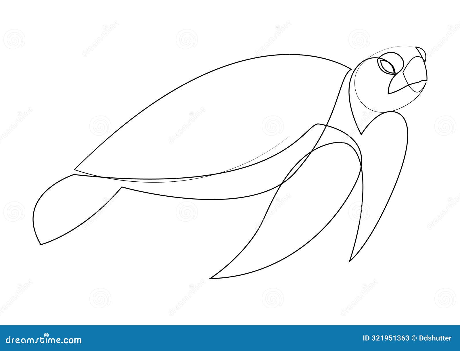 Continuous Line Drawing of Sea Turtle. Animal One Line Art. Vector ...