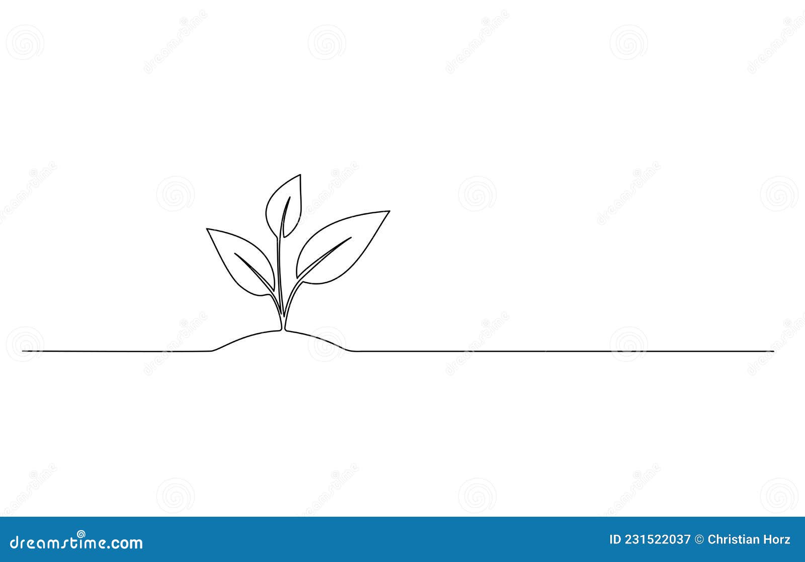 Continuous Line Drawing of Seedling on Ground Stock Vector ...