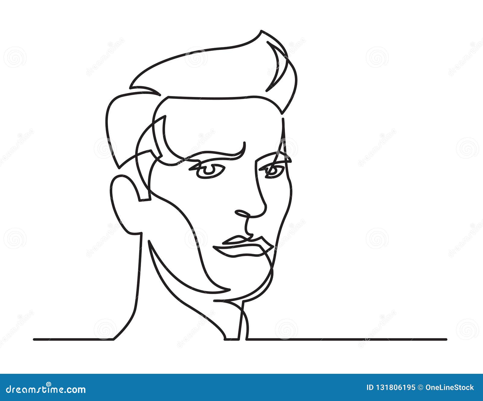 Continuous Line Drawing Of Serious Man Portrait On White Background ...