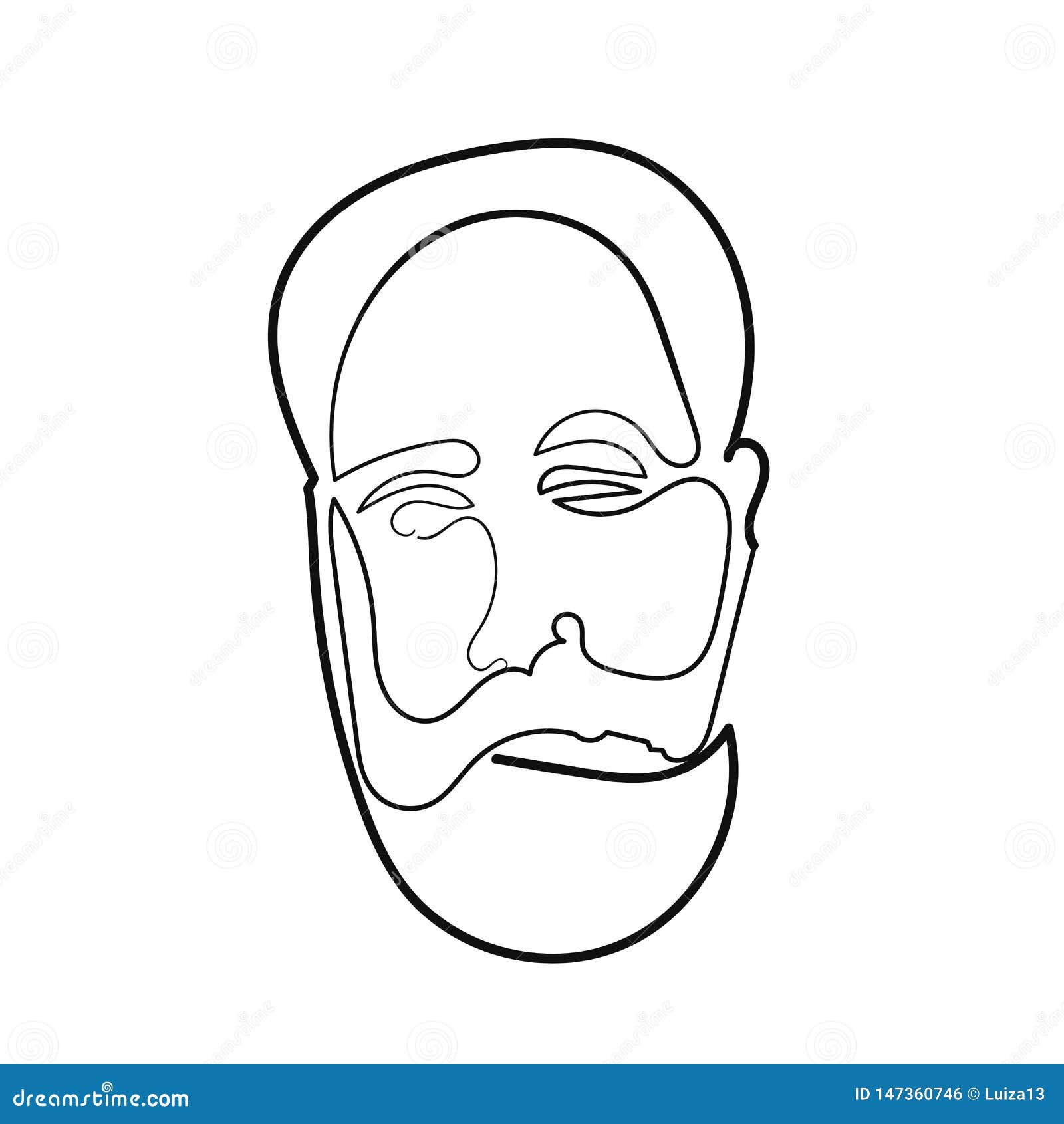 Continuous Line Drawing of Serious Man Portrait on White Background ...