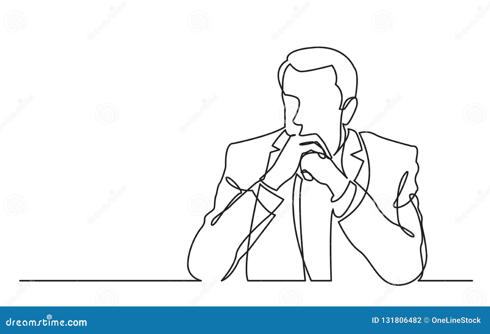 Continuous Line Drawing of Seriously Thinking Man Stock Illustration ...