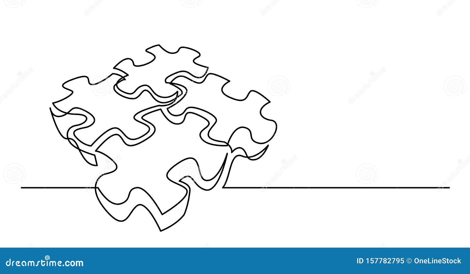 Continuous Line Drawing of Several 3D Puzzle Pieces Connected Together ...
