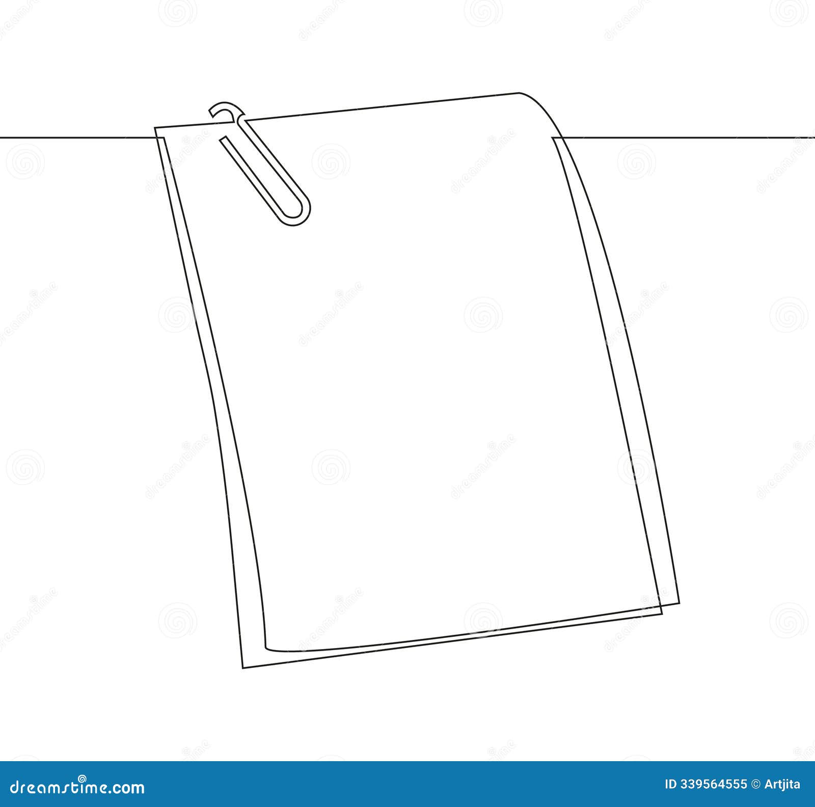Continuous Line Drawing of Sheets of Paper with a Paperclip ...