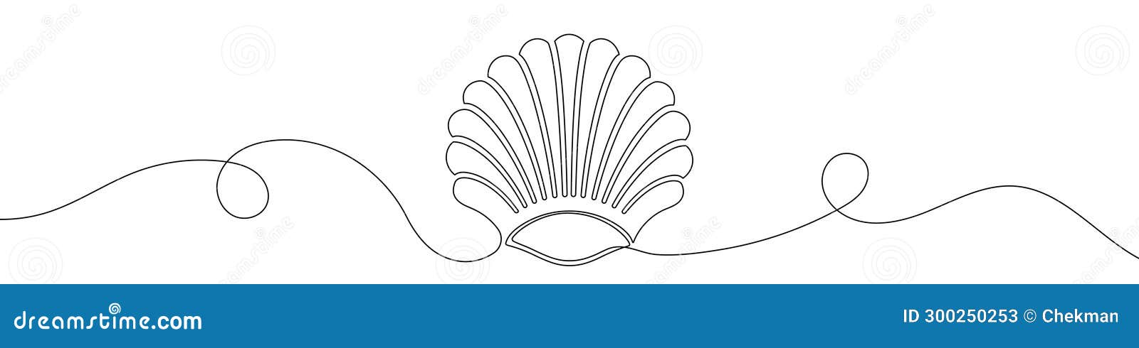 Continuous Line Drawing of Shell. One Line Drawing Background Stock ...