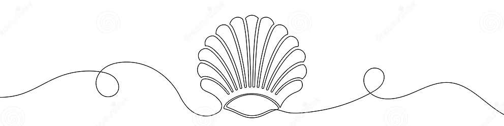 Continuous Line Drawing of Shell. One Line Drawing Background Stock ...