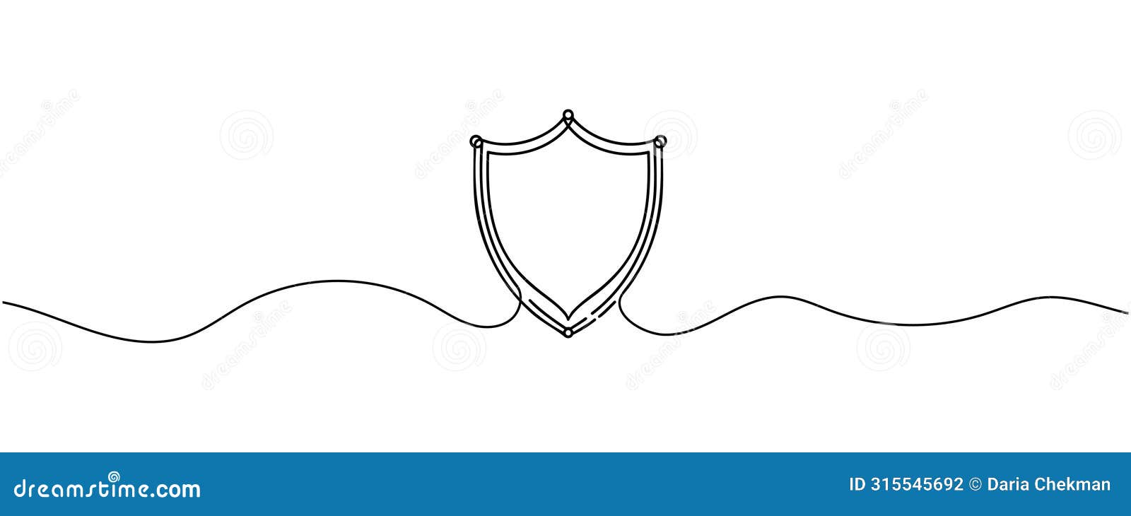 Continuous Line Drawing of Shield. One Line Drawing Background. Vector ...