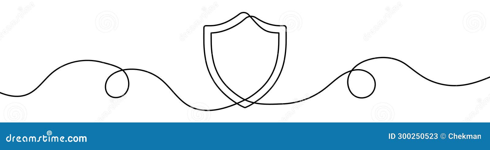 Continuous Line Drawing of Shield. One Line Drawing Background Stock ...