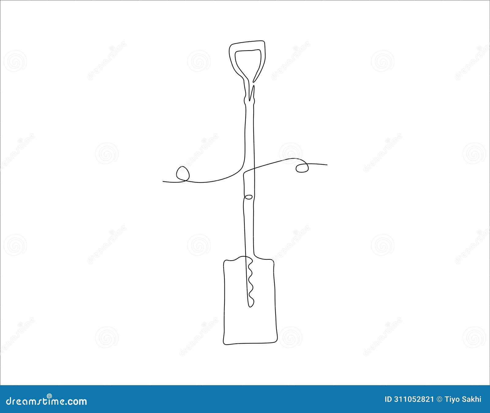 Continuous Line Drawing of Shovel. One Line of Shovel. Gardening Tool ...