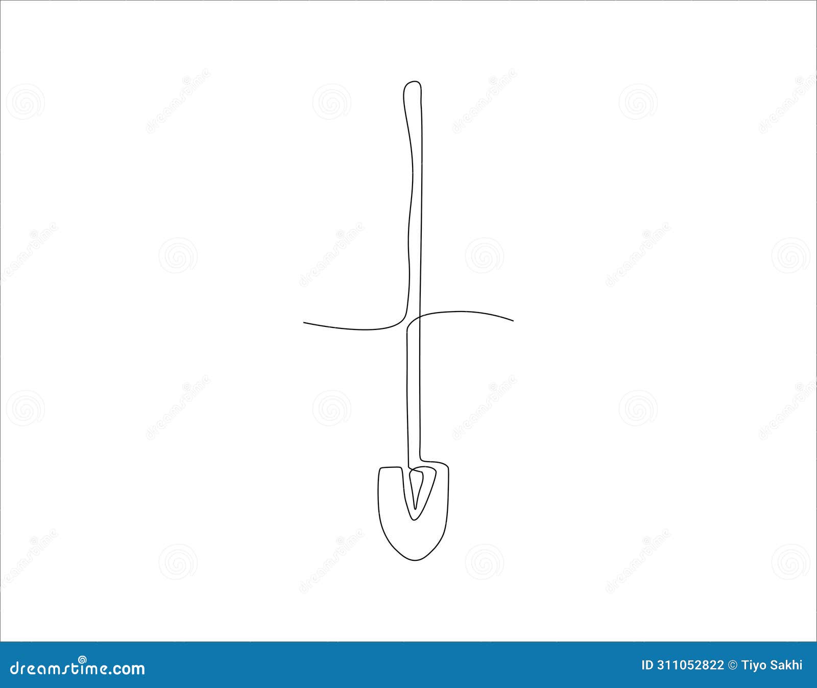 Continuous Line Drawing of Shovel. One Line of Shovel. Gardening Tool ...