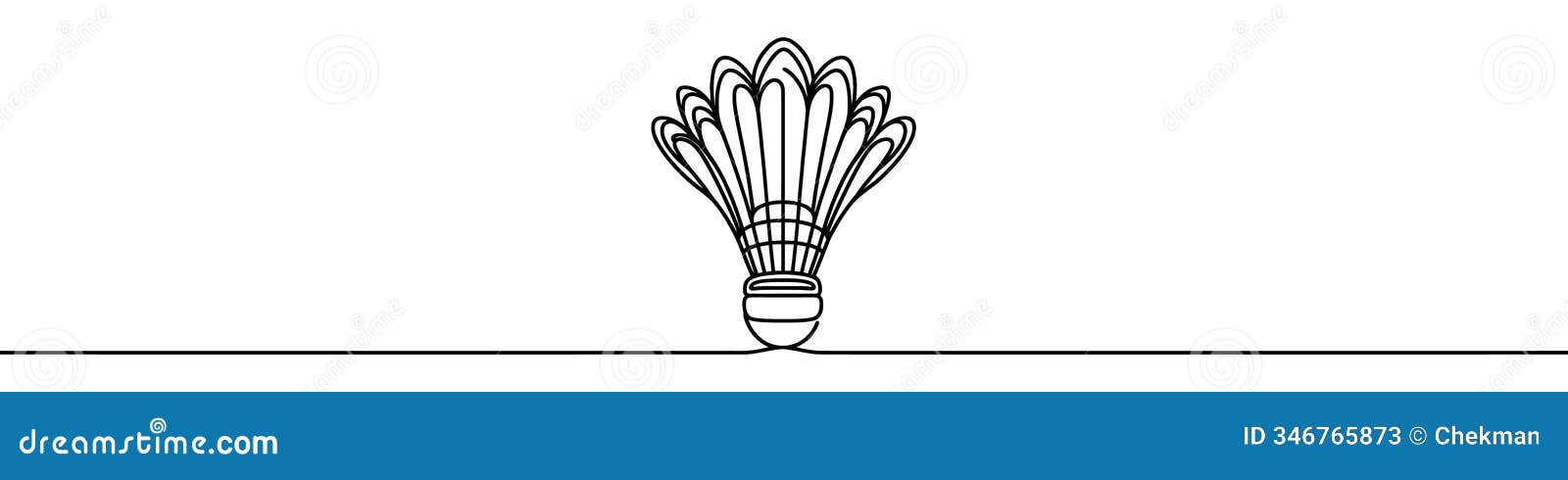 Continuous Line Drawing of Shuttlecock on White Background Stock ...