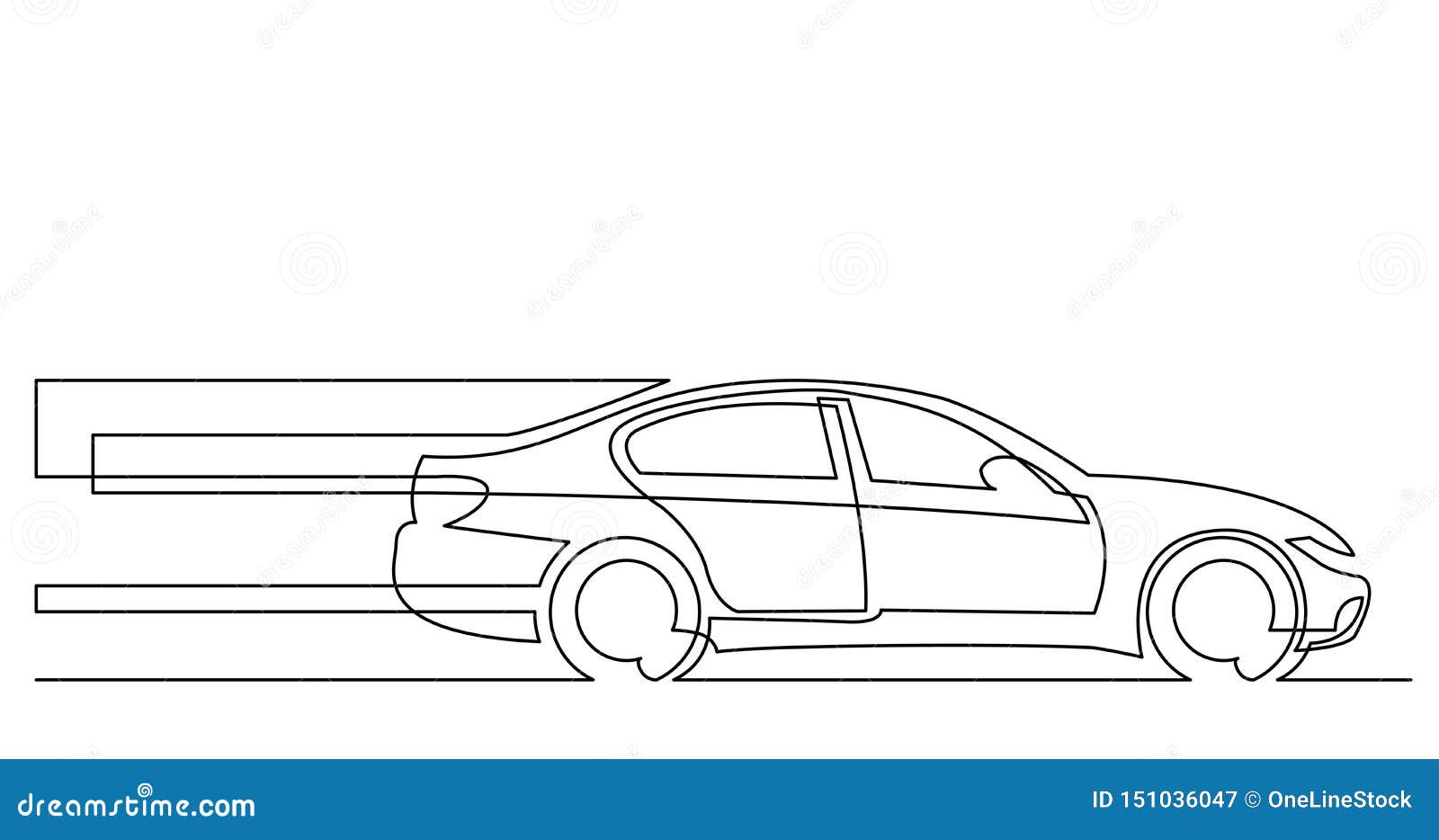 Continuous Line Drawing of Side View of Modern Sedan Car Driving Fast ...