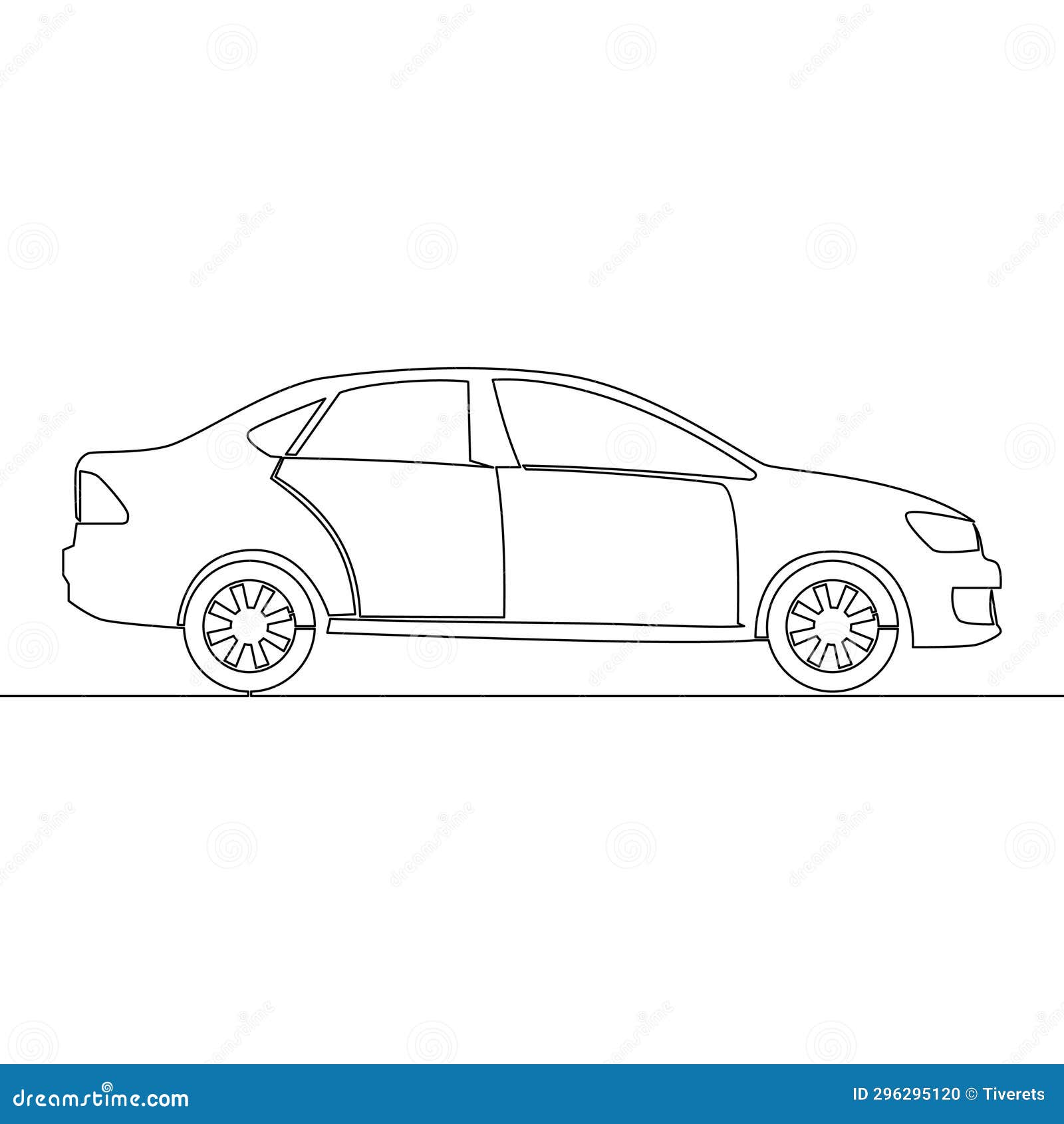 Continuous Line Drawing of Side View of Modern Sedan Car Icon Vector ...