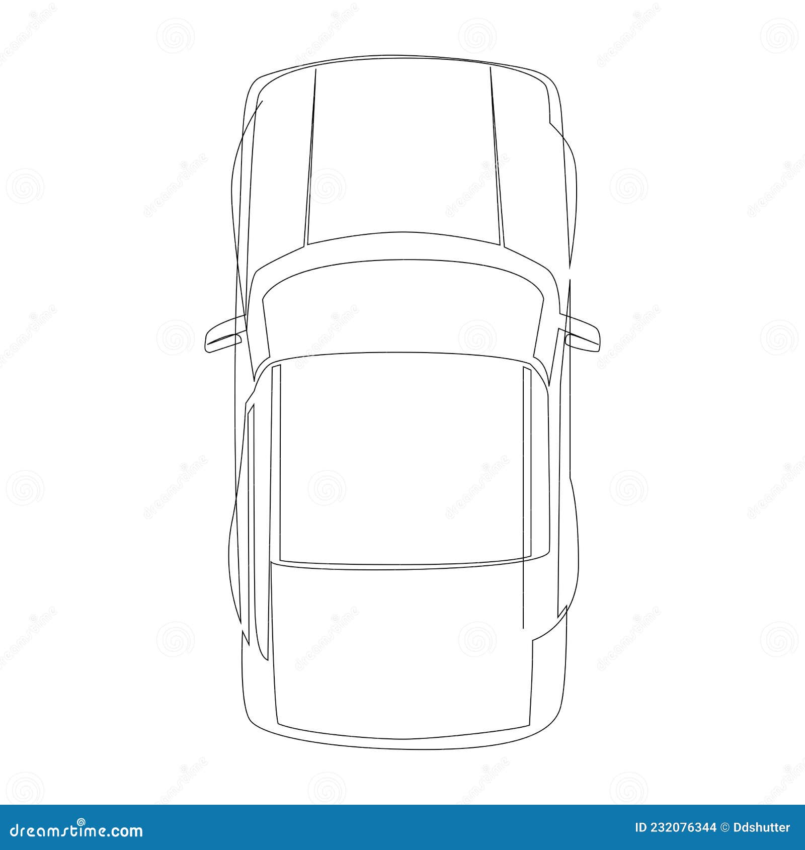 Continuous Line Drawing of a Simple Car. View from Above. Vector ...