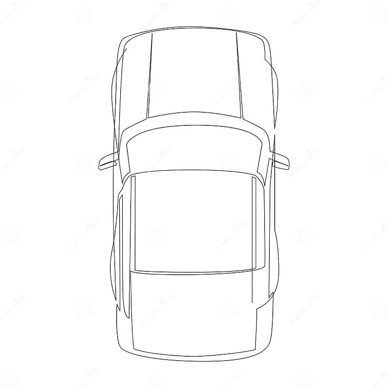 Continuous Line Drawing of a Simple Car. View from Above. Vector ...