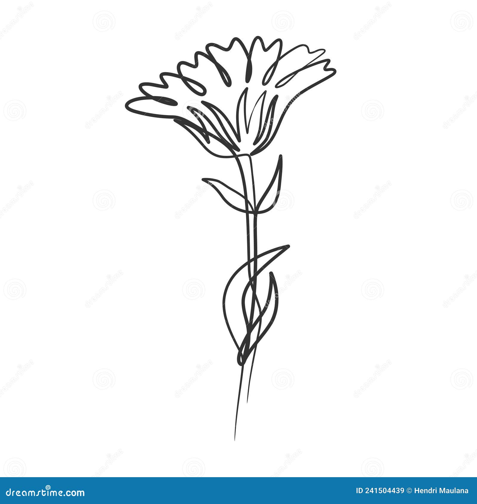Continuous Line Drawing of Simple Flower Illustration Stock Vector ...
