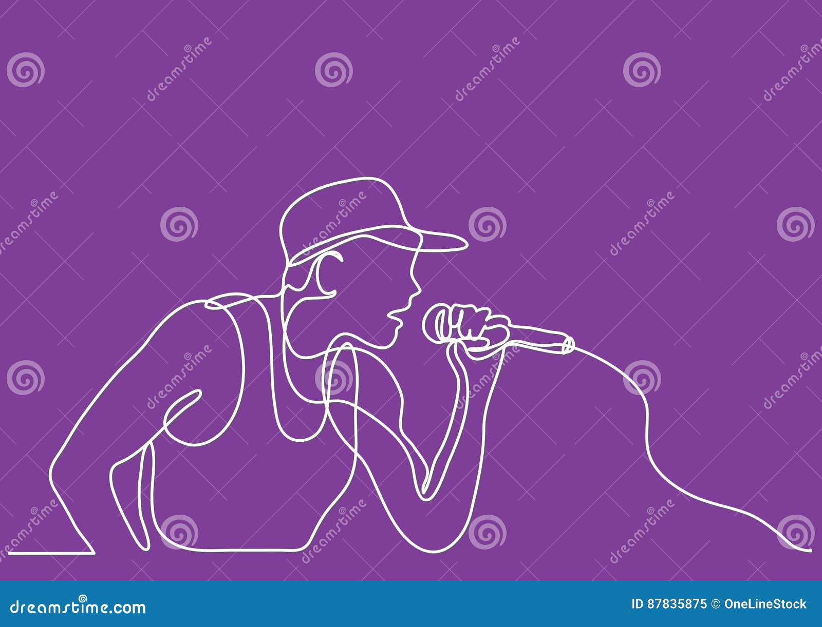 Continuous Line Drawing of Singer with Microphone Stock Vector ...