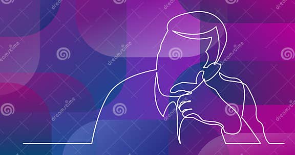 Continuous Line Drawing of Sitting Man in Deep Thoughts Stock Vector ...